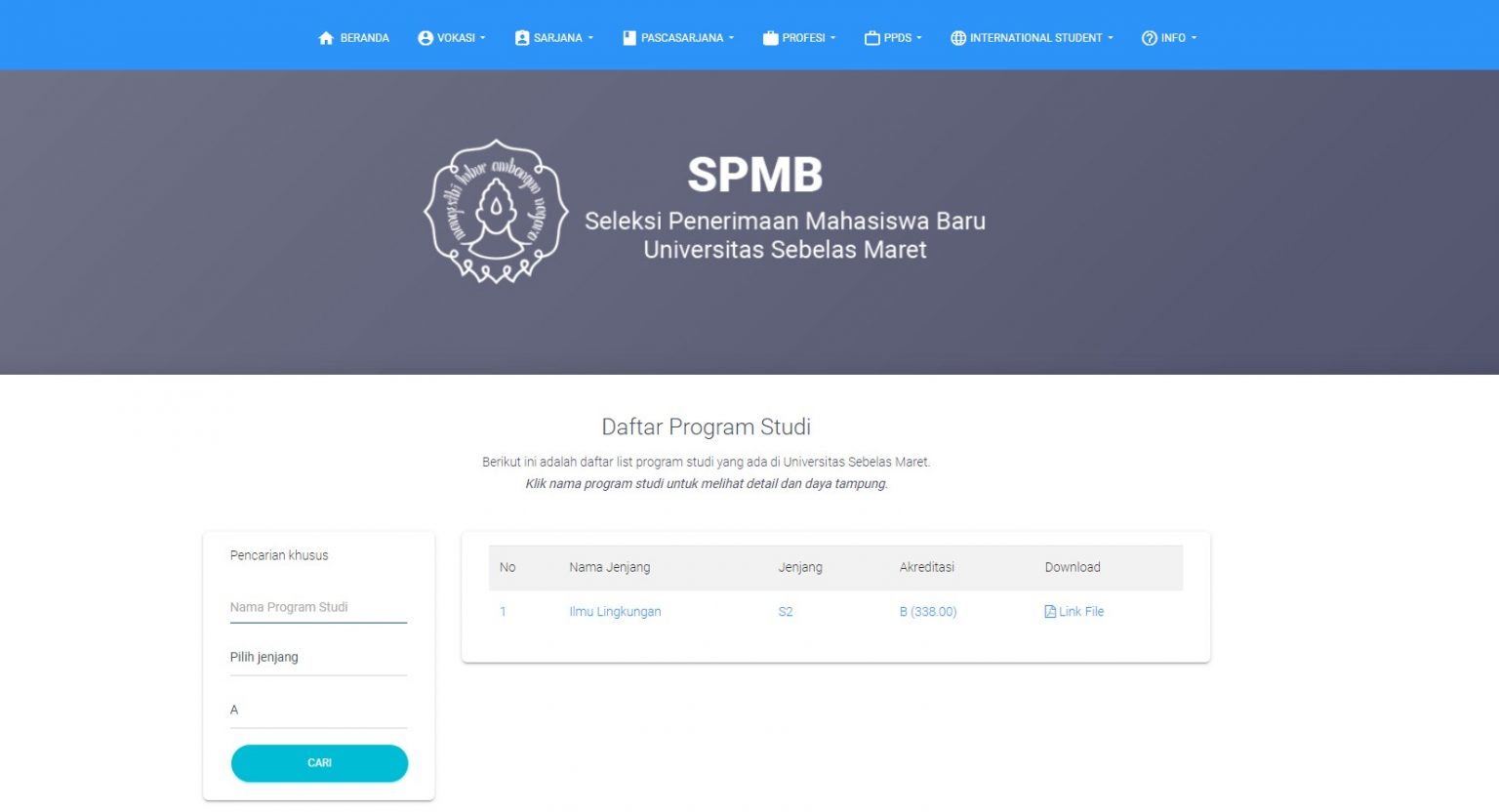 Admission – Website Resmi Program Studi Magister Ilmu Lingkungan Sekolah Pascasarjana UNS