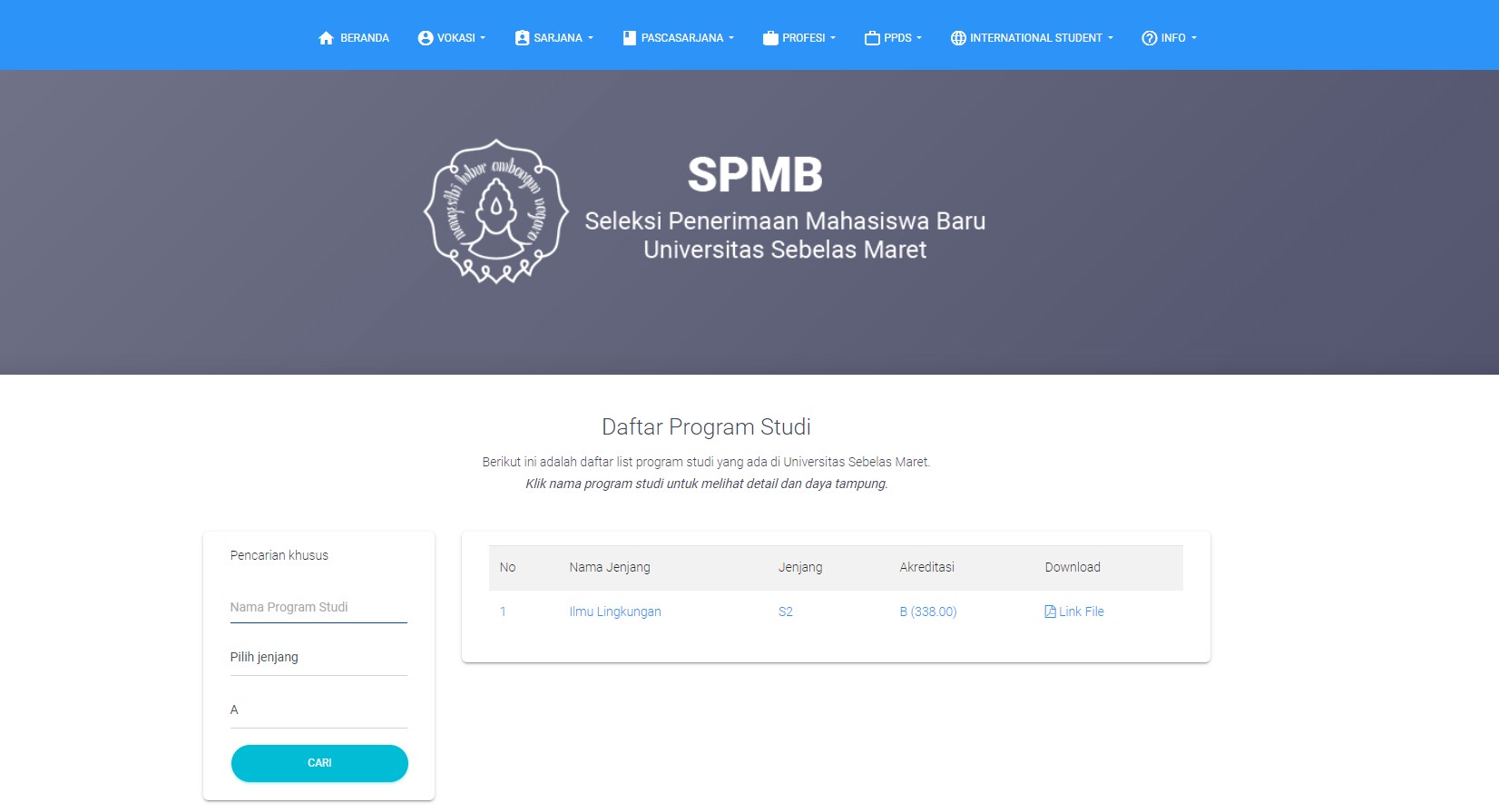 Admission – Website Resmi Program Studi Magister Ilmu Lingkungan Sekolah Pascasarjana UNS
